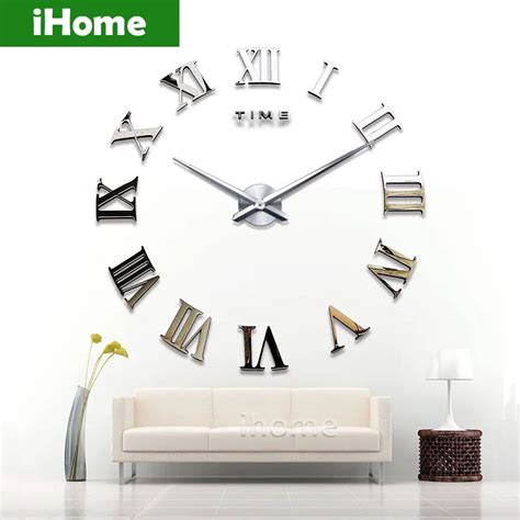 Гостиная Diy Большой Кварц Акриловые Зеркальные Настенные Часы 3d Римские Цифры И Наклейки Wall