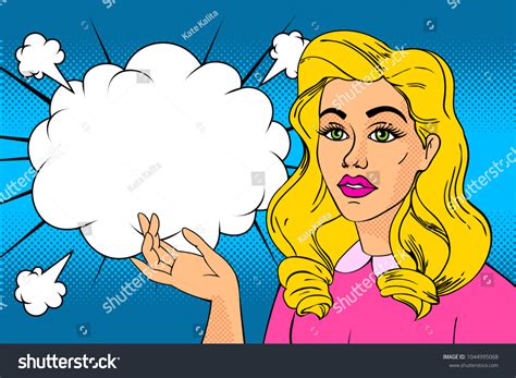Pop Art Face Sexy Woman Empty Stock Vector Royalty Free 1044995068