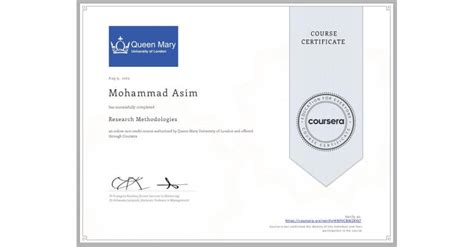 Mohammad Asim On Linkedin Completion Certificate For Research Methodologies
