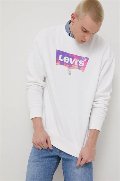 Суичър Levis мъжка в бяло с принт Answearbg