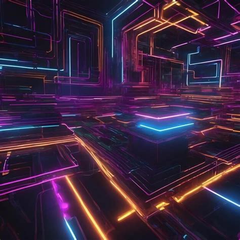 Premium AI Image Technological Background Made Of Neon Glowing Lines