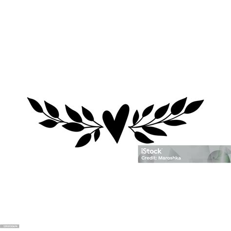 마음이 있는 로렐 가지 잎이 있는 손으로 그린 플로럴 프레임 하트 모양에 대한 스톡 벡터 아트 및 기타 이미지 하트 모양 꽃무늬 전원주의 Istock