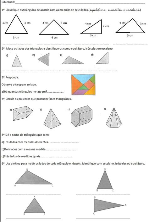 Pin De Carla Cecilia Em Atividades Pedagógicas Classificação De Triângulos Atividades De