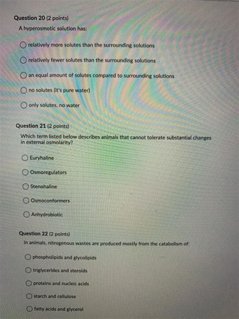 Solved Question 20 2 Points A Hyperosmotic Solution Has O