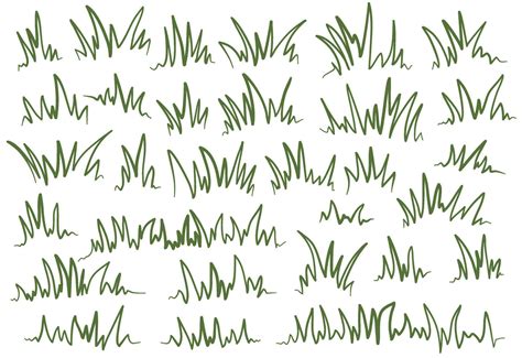Green Grass Doodle Grass Illustration Grass Outline Illustration Set Of Handrawn Grass
