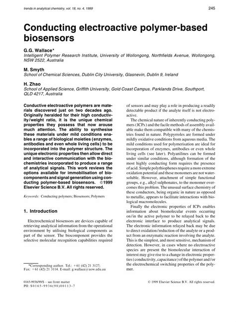 Pdf Conducting Electroactive Polymer Based Biosensors Dokumentips