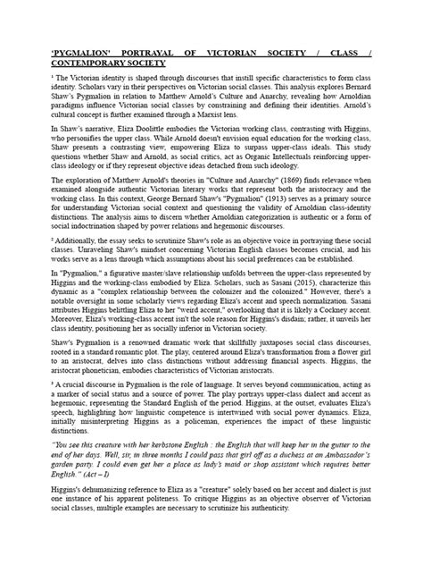 Pygmalion Victorian Society Pdf Pygmalion Play English Language