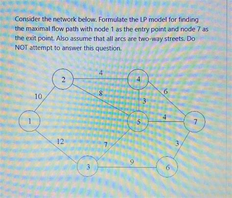 solved consider the network below formulate the lp model