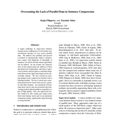Overcoming The Lack Of Parallel Data In Sentence Compression Acl Anthology