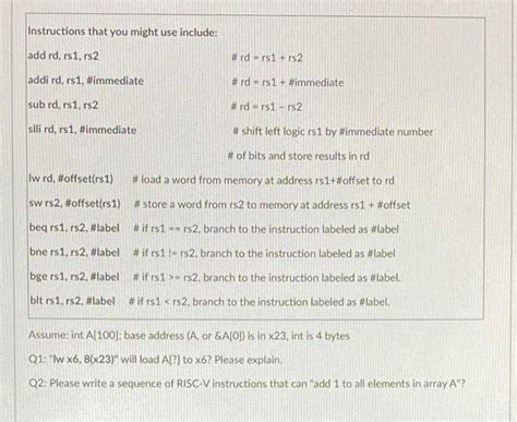 Solved Instructions That You Might Use Include Add Rd Rs1