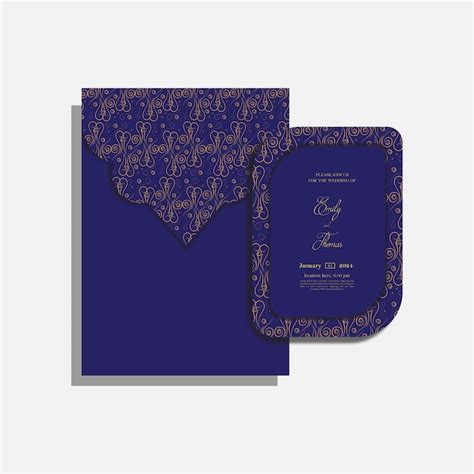 럭셔리 웨딩 초대 템플릿 프리미엄 벡터