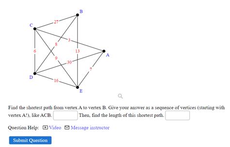 Solved Find The Shortest Path From Vertex A To Vertex B Chegg