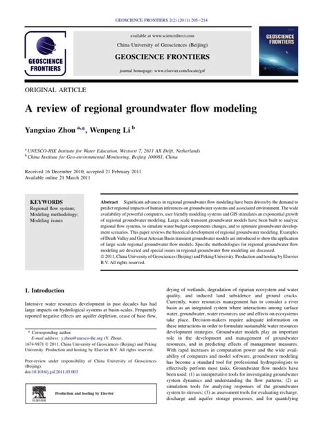 A Review Of Regional Groundwater Download Free Pdf Aquifer Hydrogeology
