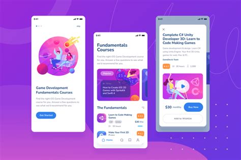 E Course Mobile App Ui Kit Template Design Template Place