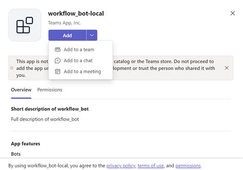 passos para criar o bot de fluxo de trabalho no teams teams