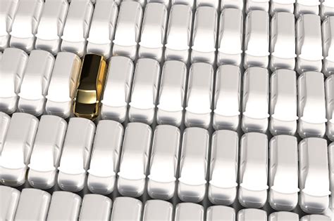 서있는 자동차가있는 가벼운 추상적 인 배경 자동차 중 하나가 강조 표시됩니다 생태학을 주제로 한 템플릿과 다른 사람들로부터 눈에