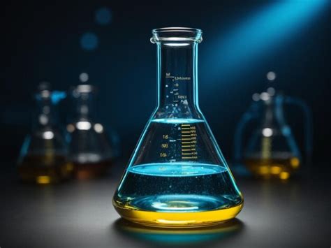 Premium Ai Image Erlenmeyer Flask With Yellow Liquid On Blue