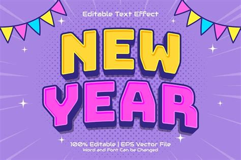 Premium Vector Happy New Year Text Effect Editable 3d Cartoon Style