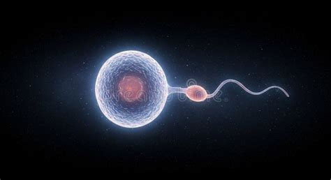 Human Egg Cell Fertilization By Sperm Microscopic View Of Conception Process Stock Illustration