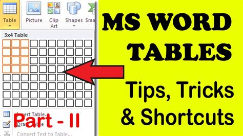 Part 2 Ms Word Tables Tips And Tricks Tables In Ms Word 2007 Youtube