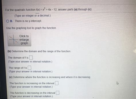 solved for the quadratic function f x x2 4x 12 answer