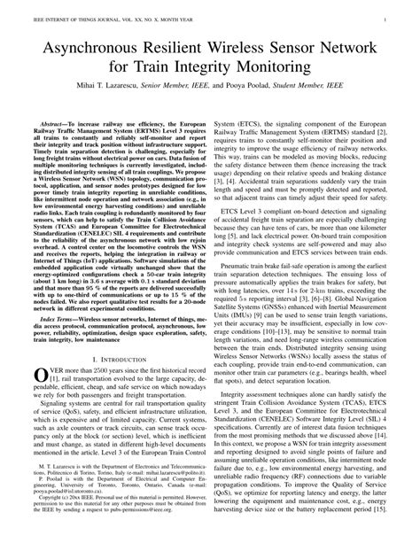 Pdf Asynchronous Resilient Wireless Sensor Network For Train