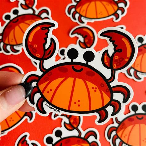 Cute Crab Vinyl Sticker Crab Sticker Cancer Decal Etsy
