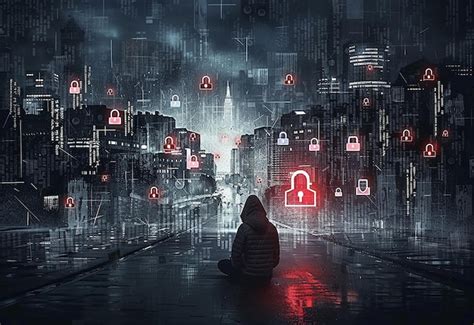 Photo Portrait Of Hacker Background With Gloves And Laptop Premium Ai