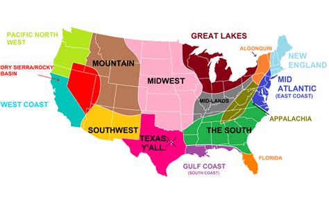 Printable Us Map By Regions Regions Of The United States My