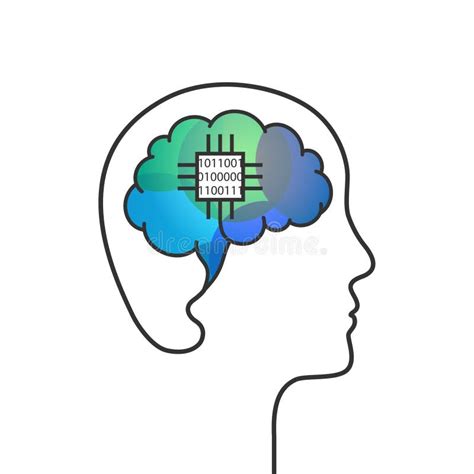 Brain And Binary Code As Artificial Intelligence Concept Stock Vector