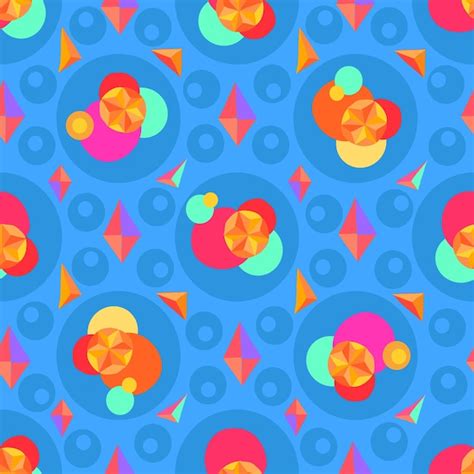Premium Vector Seamless Vector Repeated Pattern With Round And Triangle Shapes On Blue Background