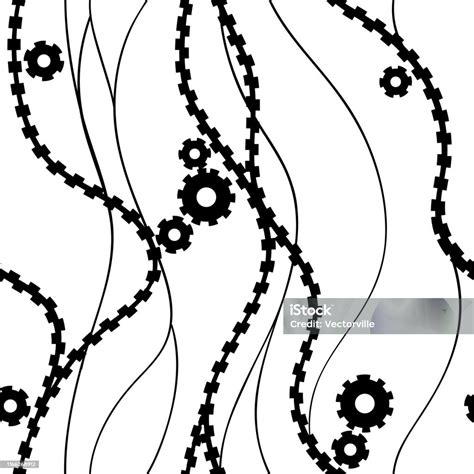 추상 라인 기어 파도 패턴 원활한 곡선 얽혀 검은 선 모양 손 그린 머리 또는 바다 화려한 벽지 배경 직물 직물 흰색 벡터