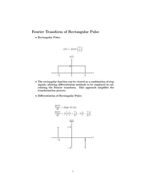 Fourier Transform Of Rectangular Pulse Pdf Signal Processing Mathematical Objects