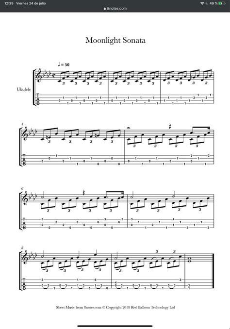 Moonlight Sonata Guitar Sheet Music With Tabs