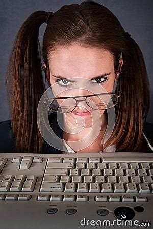 Upset Female Computer Nerd Royalty Free Stock Photography CartoonDealer Com