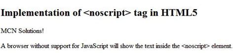 Noscript Tag In HTML5