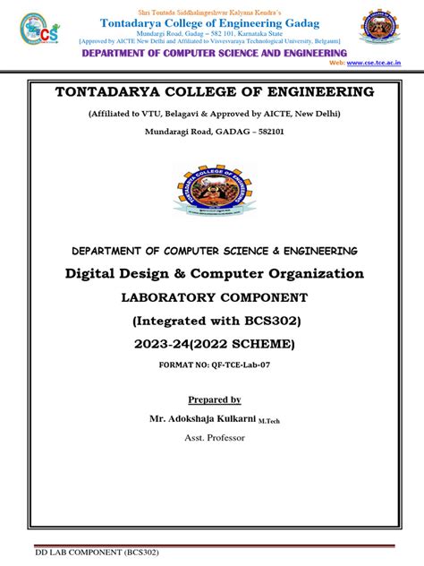 Ddco Lab Manualvtunetwork Pdf Digital Electronics Computer Engineering