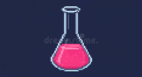 Pixel Art Erlenmeyer Flask With Liquid Pixel Art Illustration Of An Erlenmeyer Flask Containing
