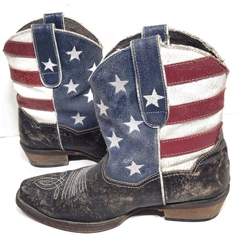 Roper Shoes Roper Patriotic Boots Flag Usa Stars Stripes 75 Womens