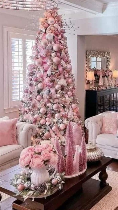 Black Christmas Tree With Pink Decorations At Logan Kemp Blog