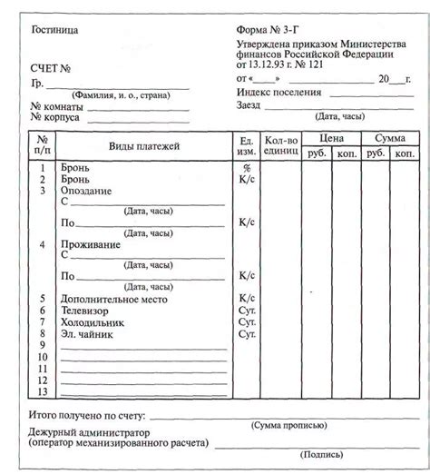 Форма 5 гостиниц