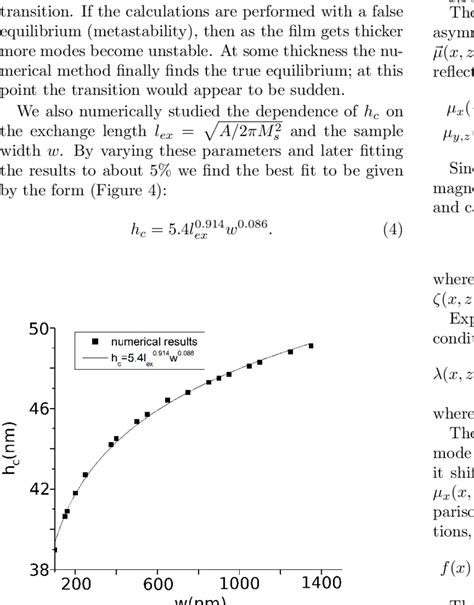 Critical Thickness Hc As Function Of Width W Dots Give Numerical