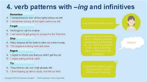 Grammar B 2 Verb Patterns Ing And Infinitives