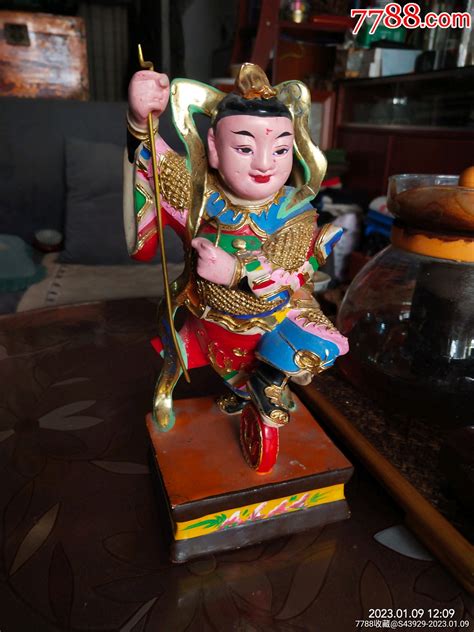 木胎夹纻彩绘漆器哪吒神像摆件 佛像 造像 聚艺斋7788收藏 收藏热线