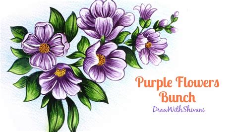Purple Flowers Drawings