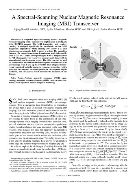 Pdf A Spectral Scanning Nuclear Magnetic Resonance Imaging Mri
