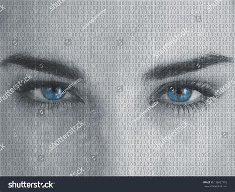 Attractive Blue Eyed Woman Binary Code Stock Illustration Shutterstock