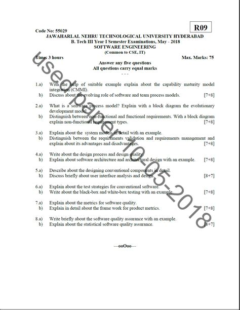 Jntuh Btech Software Engineering May 2018 Question Paper