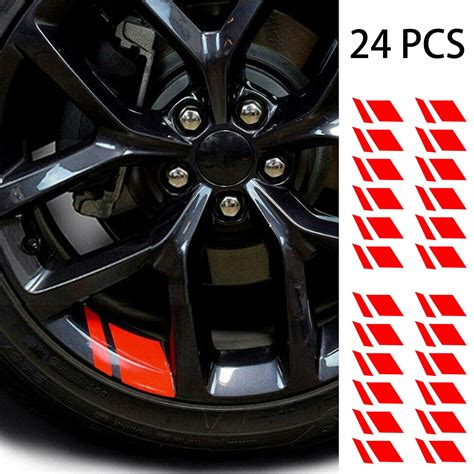 24 Pcs Wheel Rim Decal Stripes Set Sport Emblem Reflective Stickers