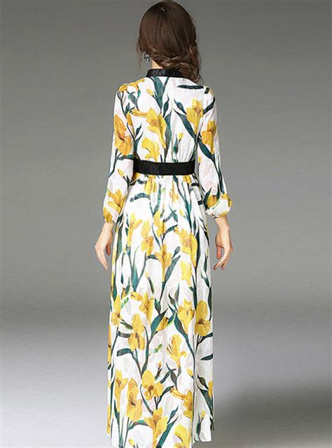 Printed A Line Dress Maxi Party Chiffon Dress Lilacoo